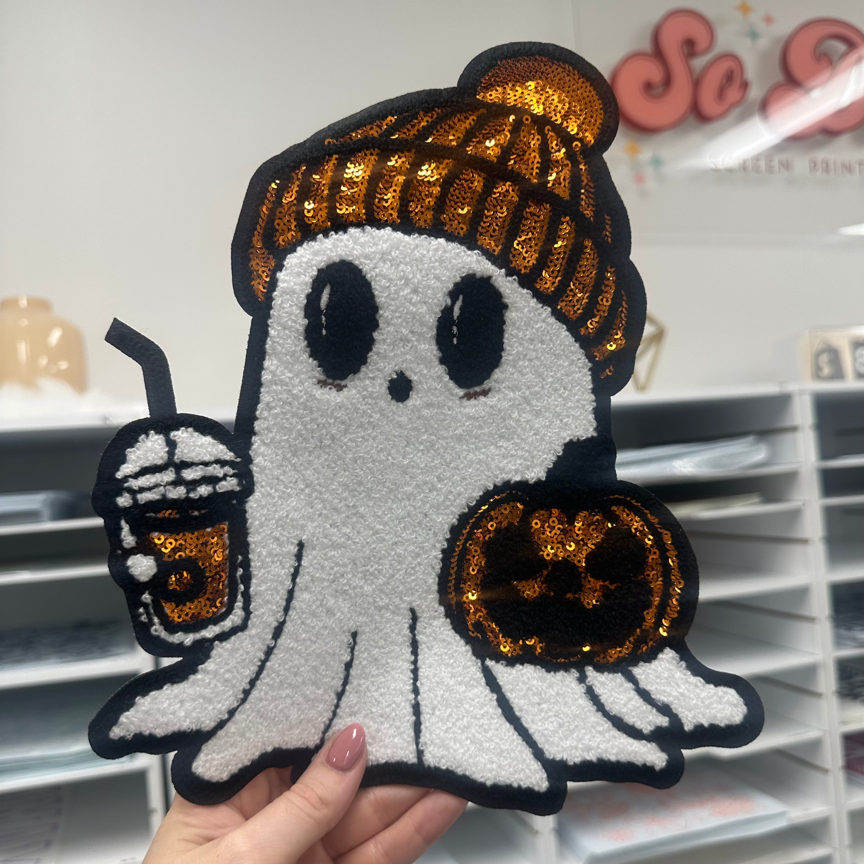 Chenille Patch - COFFEE GHOST – So Darling Screen Prints